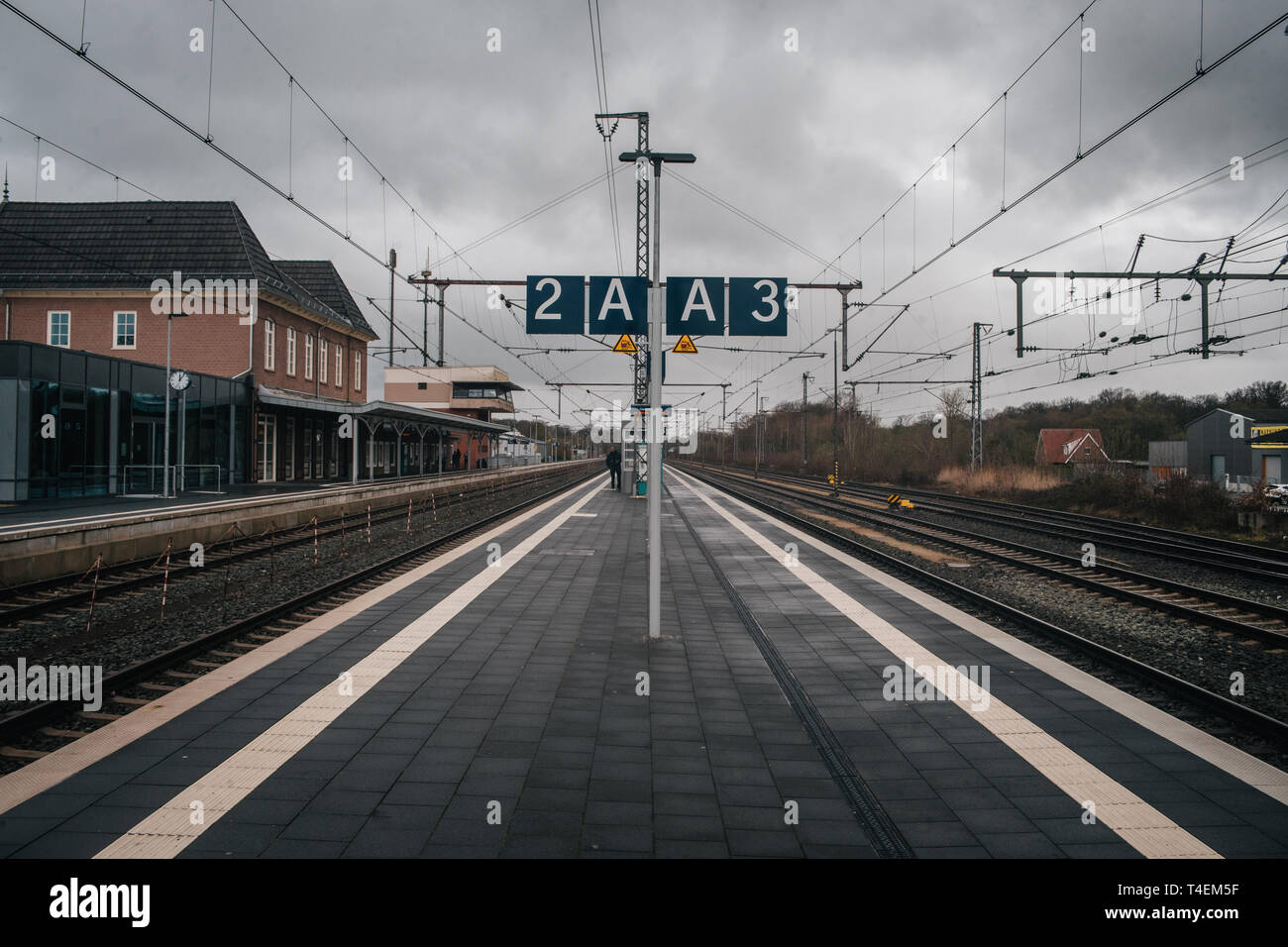 Train station platform in vintage european style Stock Photo - Alamy