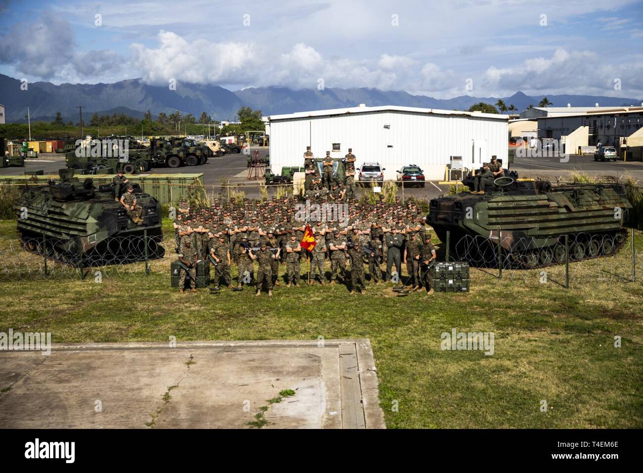 U.S. Marines with Combat Assault Company, 3rd Marine Regiment, pose for ...