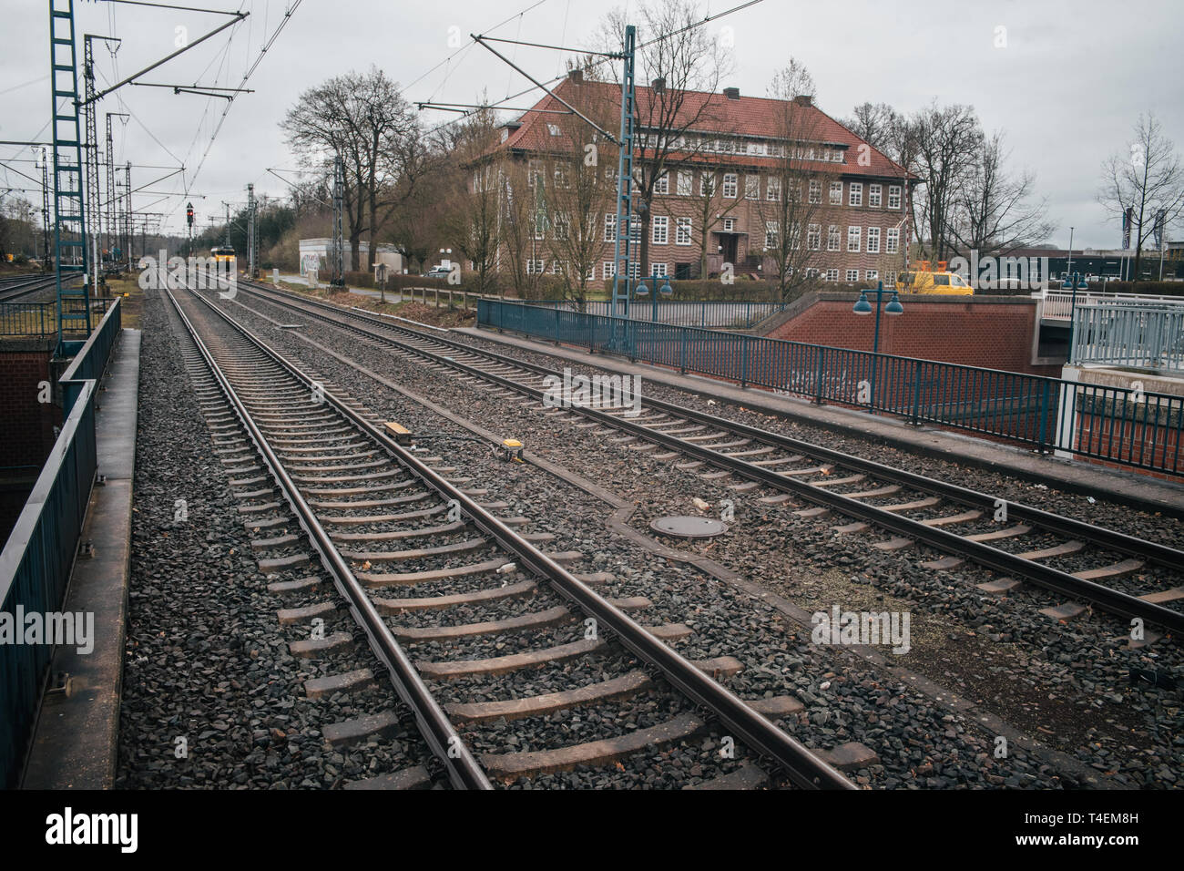 Train station platform in vintage european style Stock Photo - Alamy