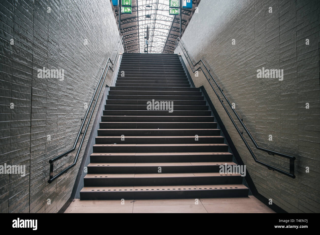 Classic european staircase on railway station Stock Photo - Alamy