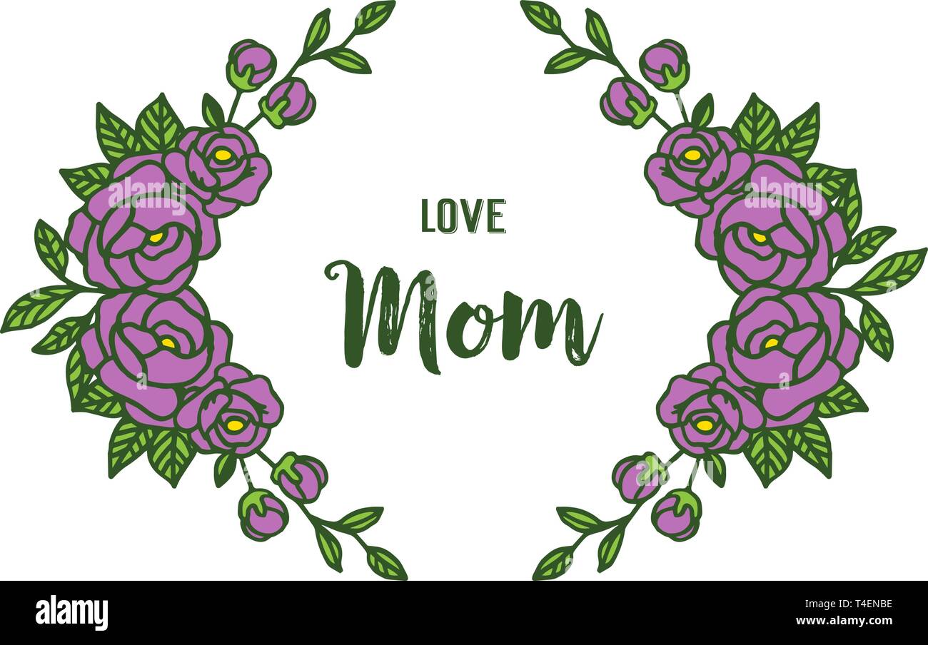Vector illustration design artwork purple rose flower frame with ...