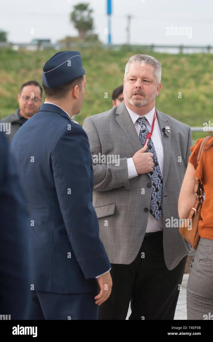 Col. Jason Janaros, 37th Training Wing, commander, speaks with Tim ...