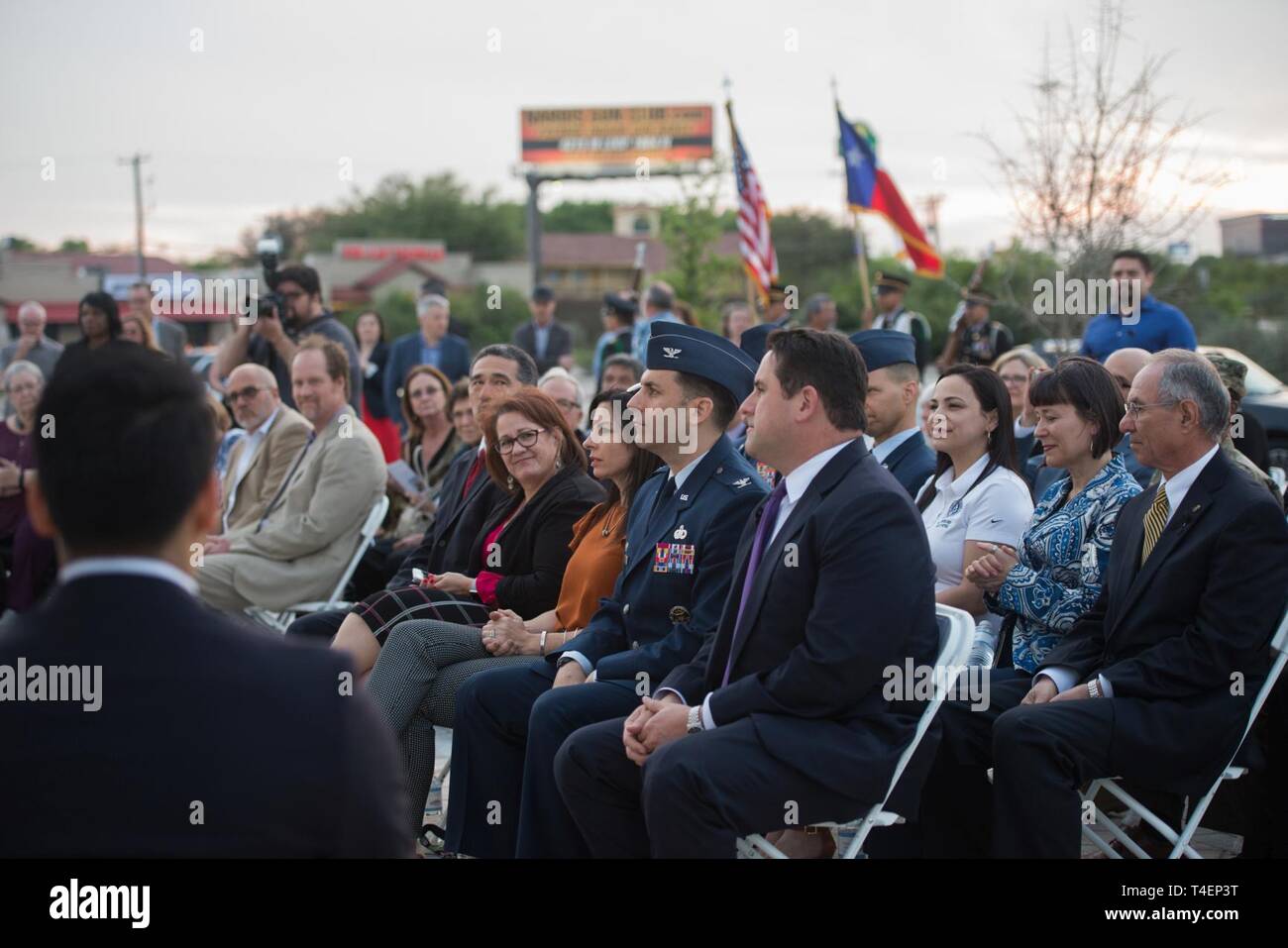 Col. Jason Janaros, 37th Training Wing, commander, and spouse, along with other distinguished ...