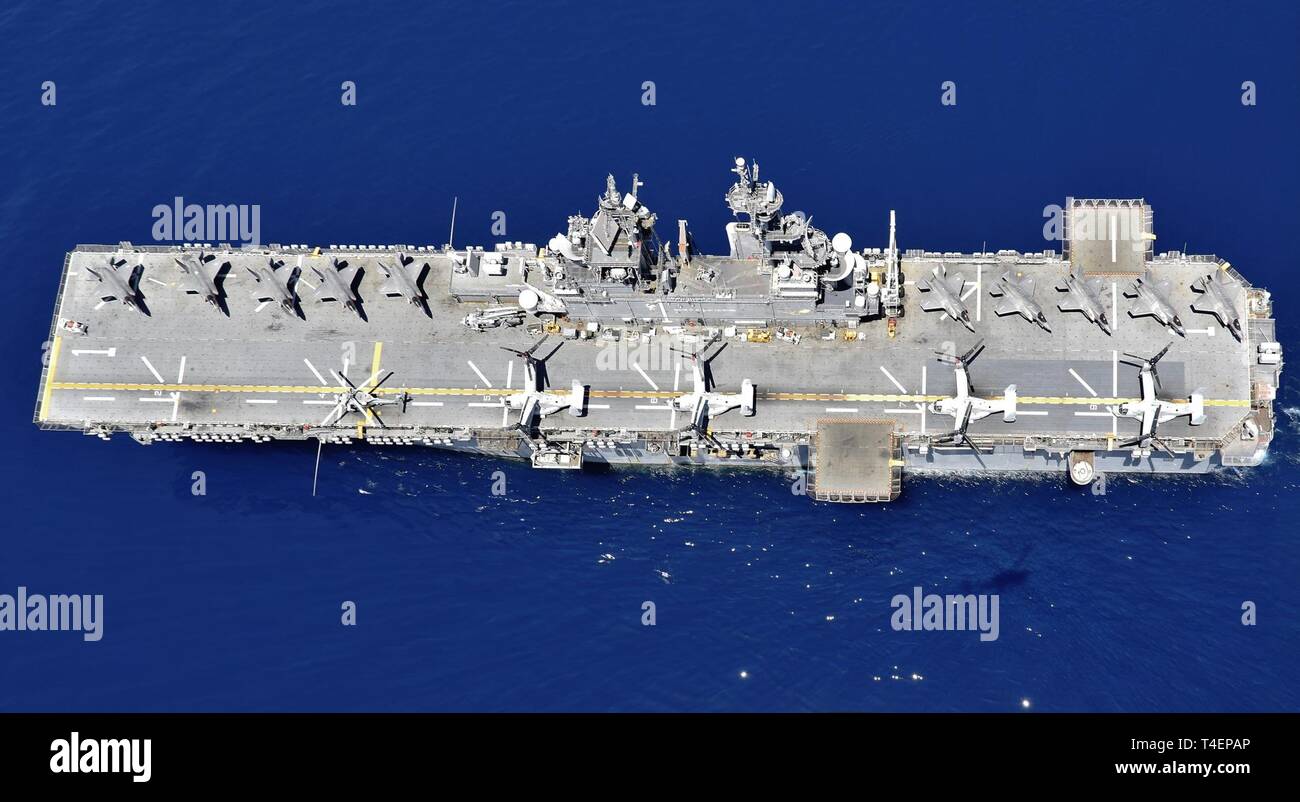 SOUTH CHINA SEA (March 29, 2019) The amphibious assault ship USS Wasp ...
