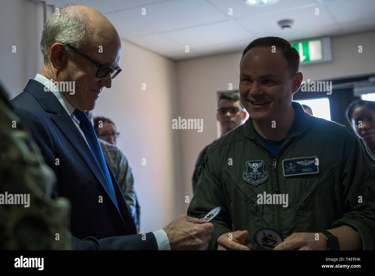 Lt. Col. Jarred “SMOC” Prier (right), Bomber Task Force Operations ...