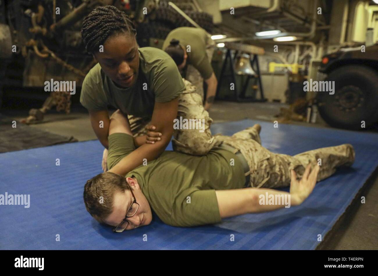 ARABIAN GULF (April 3, 2019) U.S. Marine Cpl. Damionia Lott, an ...