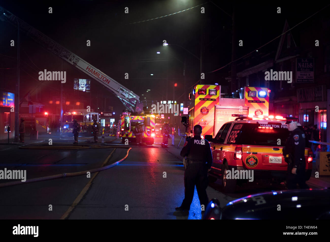 Ontario Canada April 13 2019: Emergency 911 call for building fire in ...