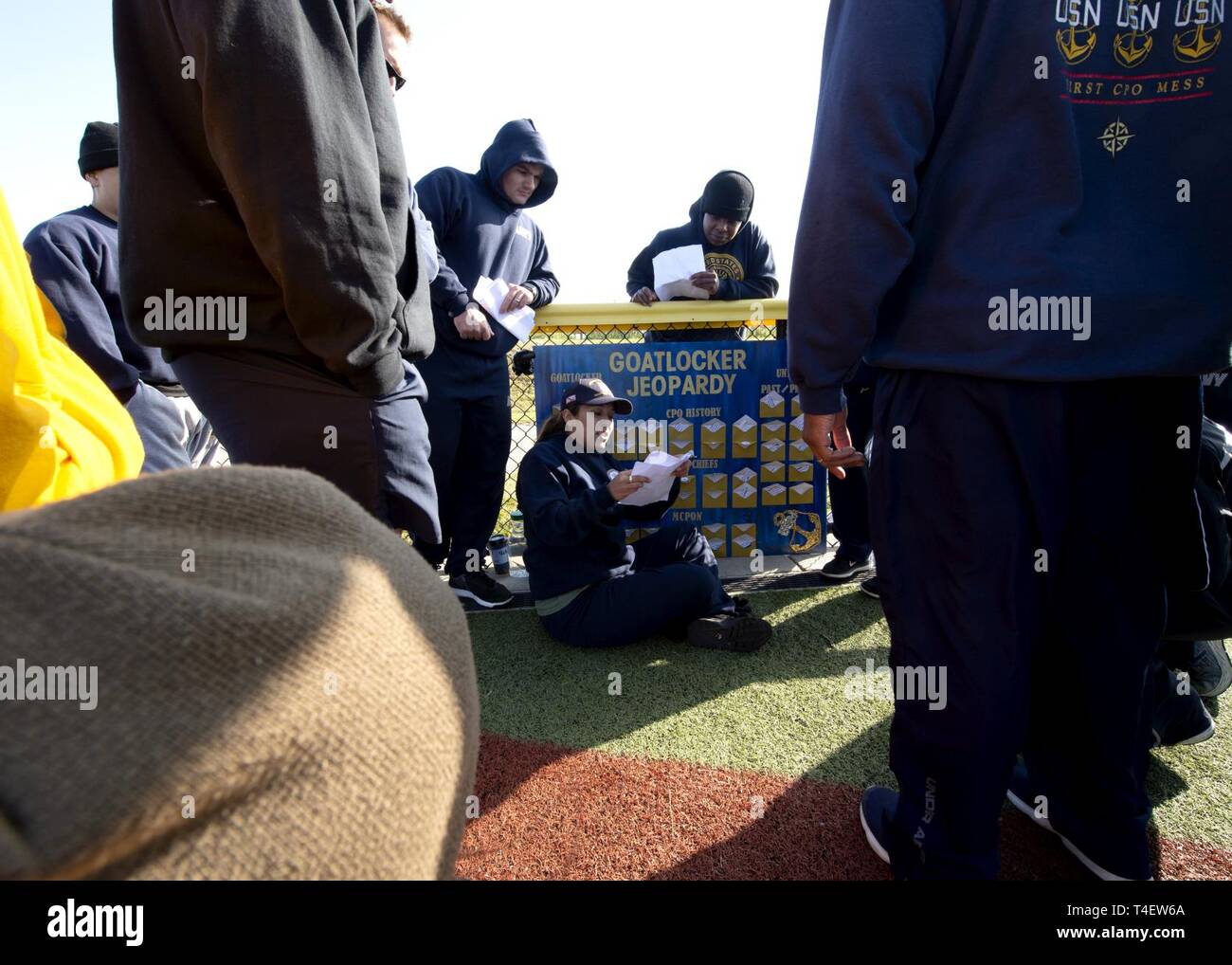 (April 3, 2019) Chief petty officers assigned to the aircraft carrier ...