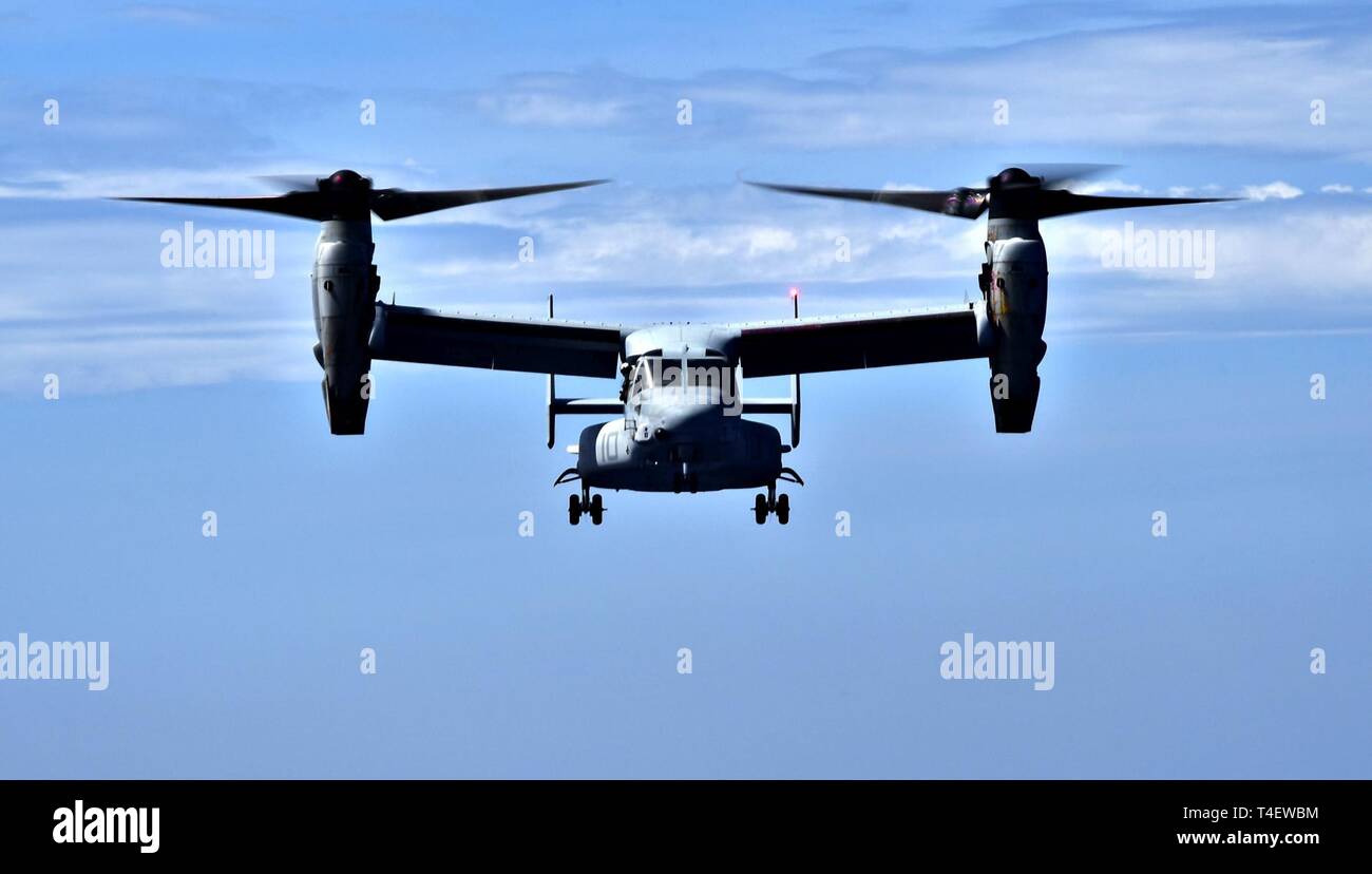 SOUTH CHINA SEA (April 3, 2019) An MV-22 Osprey, assigned to Marine ...