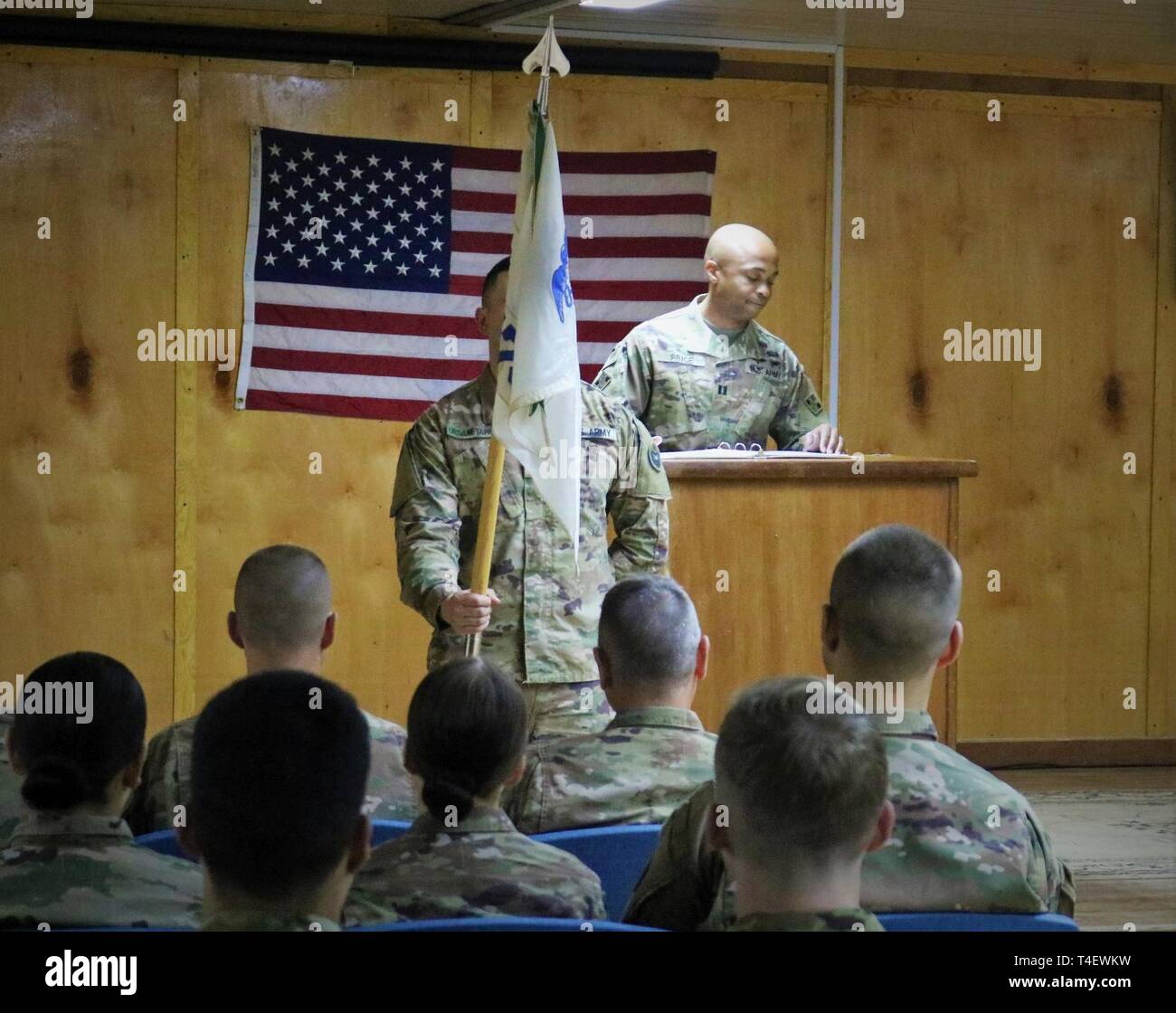 Capt. Julius Price, 247th Quartermaster Company commander, speaks ...