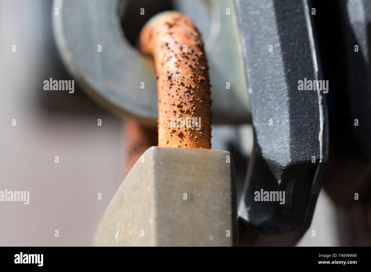 Rusty texture of a lock eroded by rain and time. Close up of rust ...