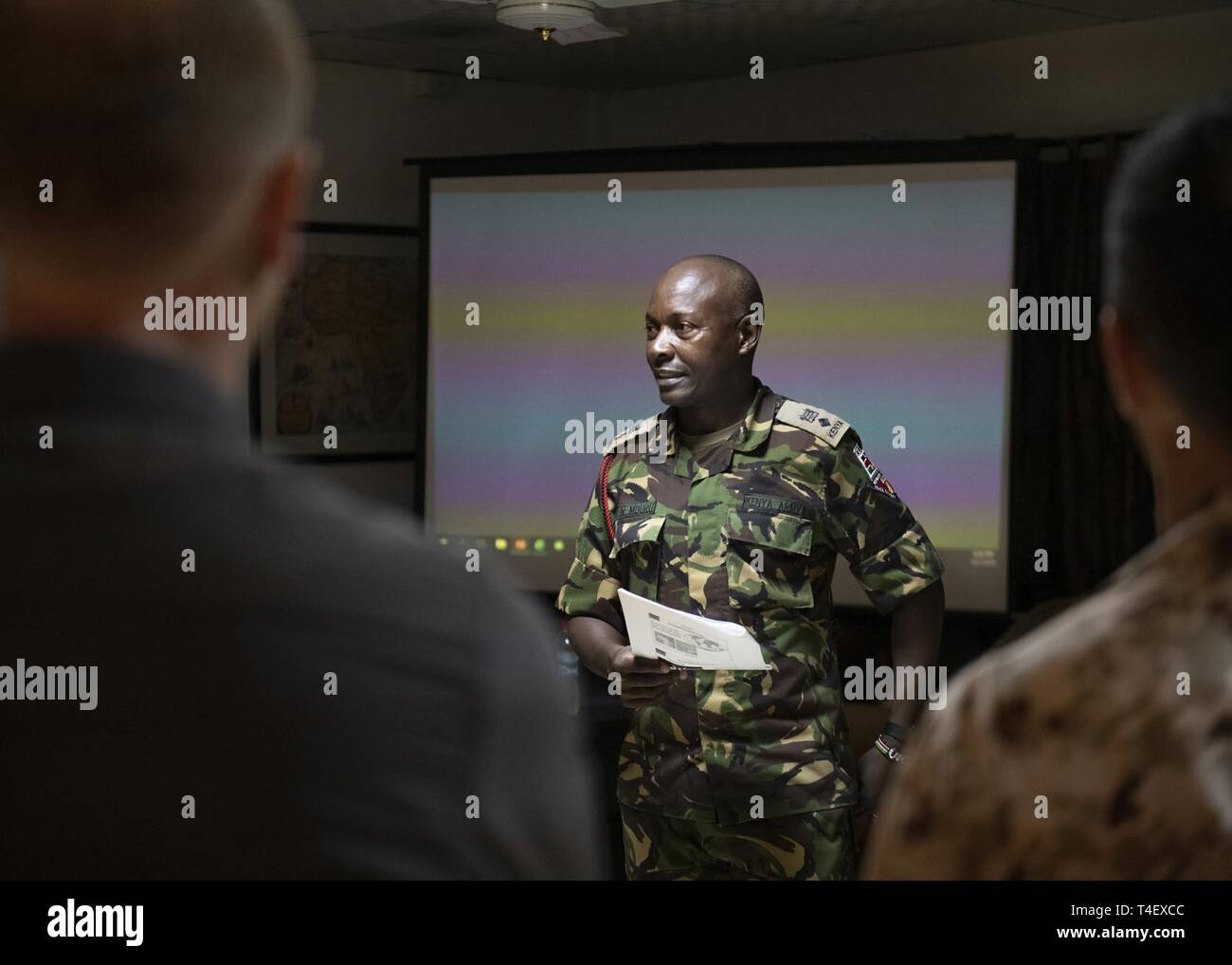 Kenya Defence Force Lt. Col. Victor Mburu, a foreign liaison officer assigned to Combined Joint ...