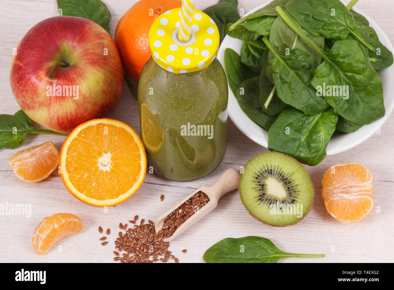 Fresh healthy smoothie from fruits and vegetables as source natural ...