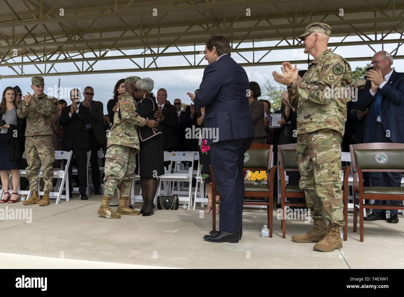 STARKE, Fla. -- Maj. Gen. Michael Calhoun thanks his wife Sophia for ...