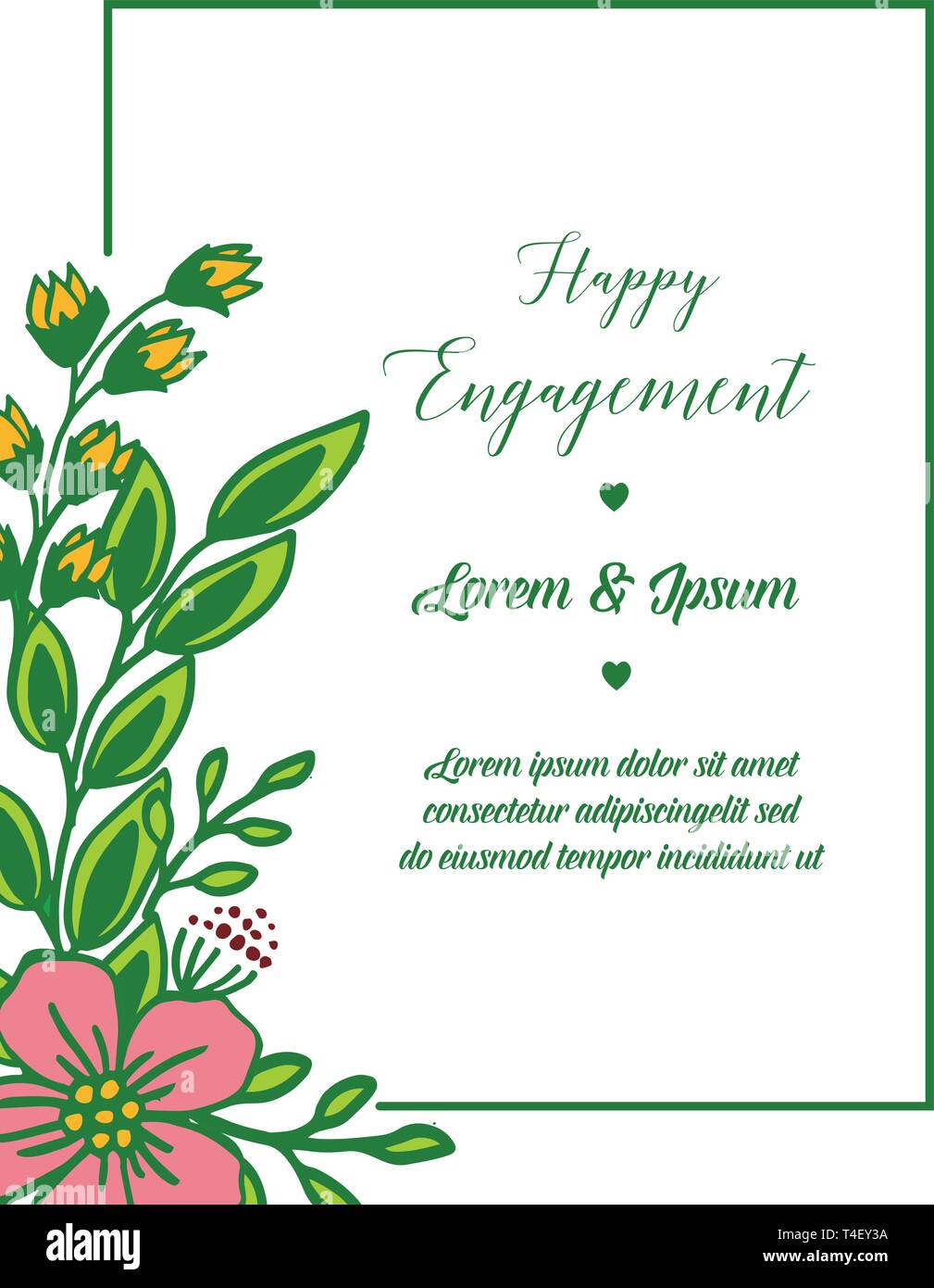 Vector illustration card template of happy engagement with design of ...