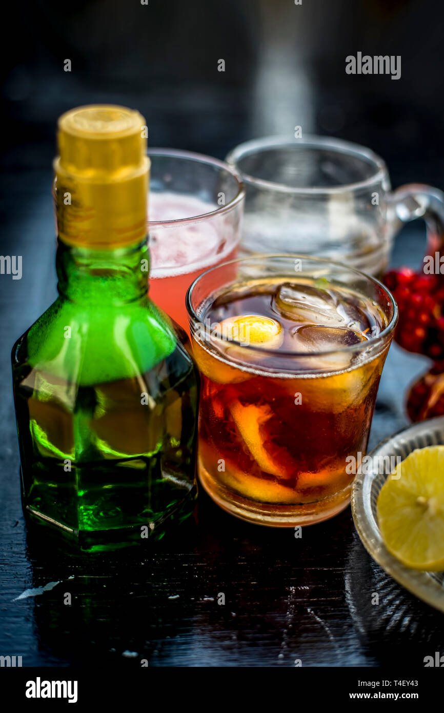 Pamosa or pomosa drink or classic mimosa drink in a transparent glass ...