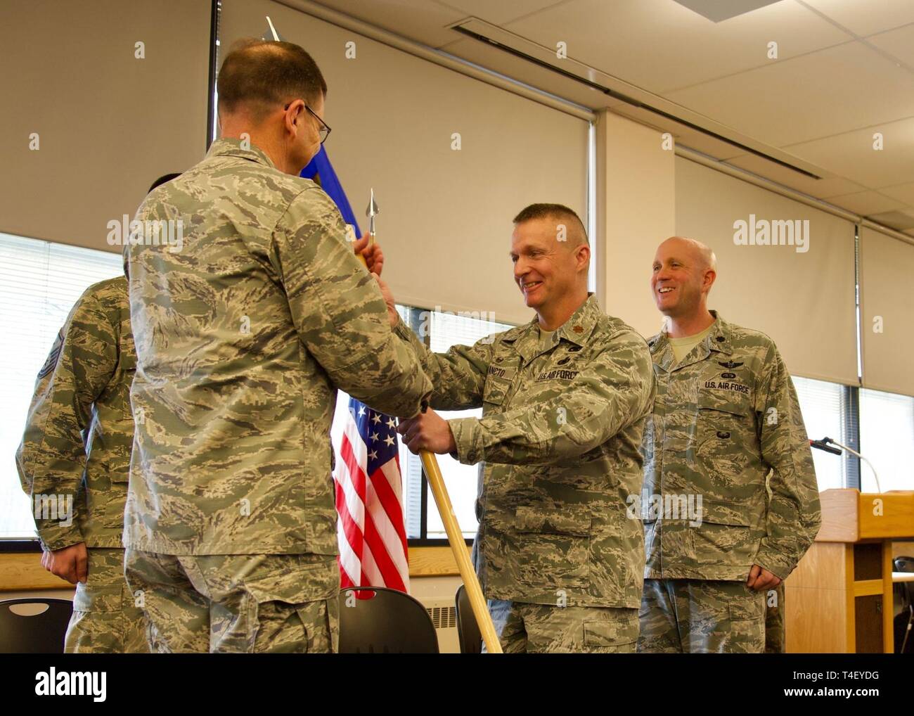 Maj. Ernest Lancto (middle) relinquishes command of the 174th Force ...
