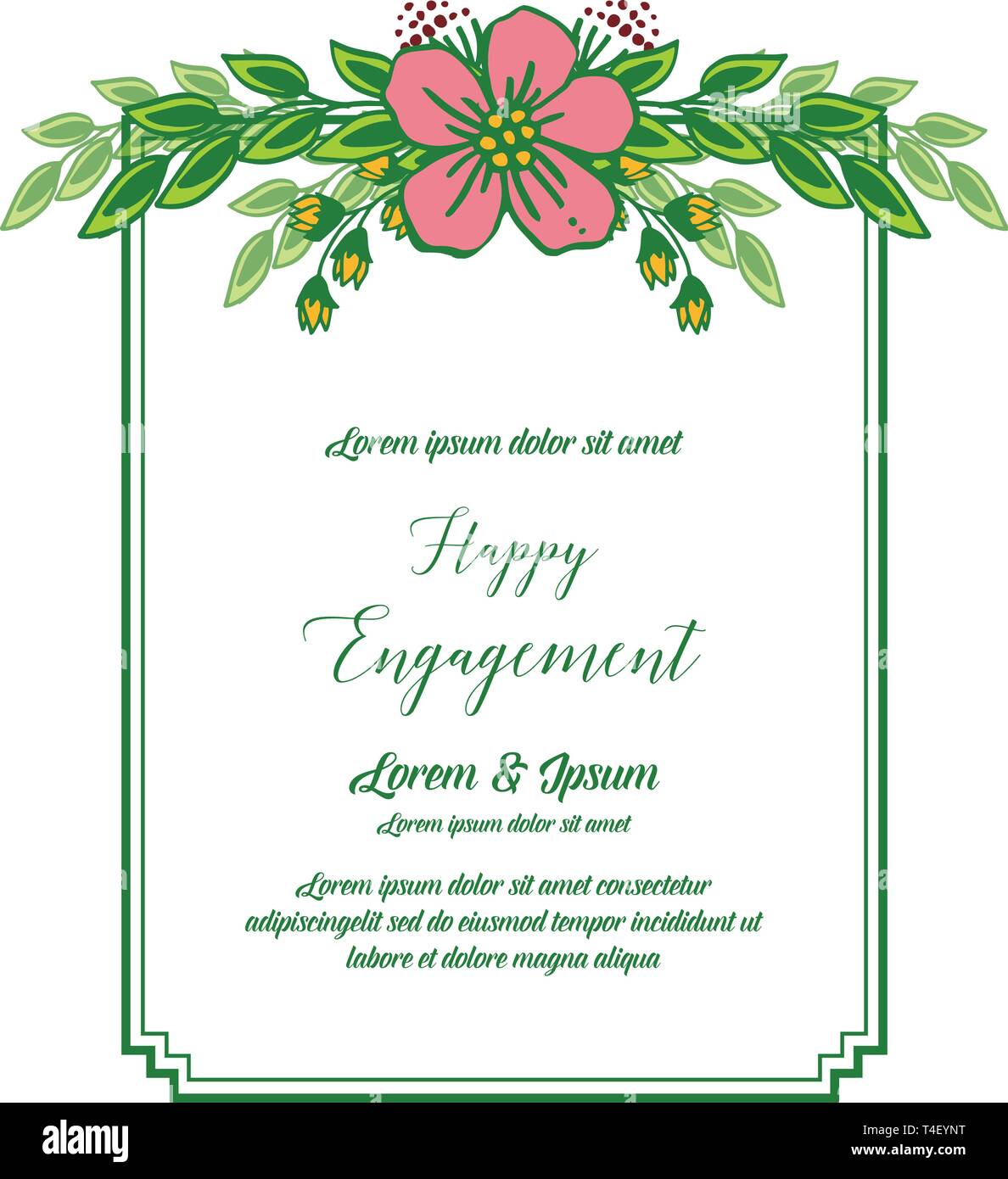 Vector illustration style writing of happy engagement for drawing ...