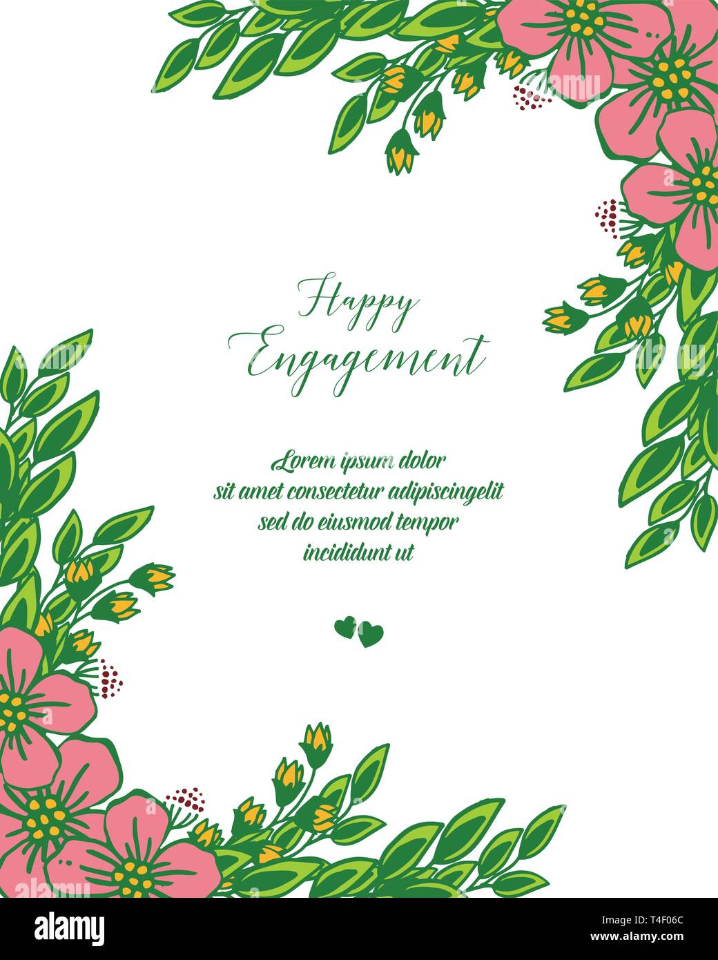 Vector illustration style writing of happy engagement for drawing ...