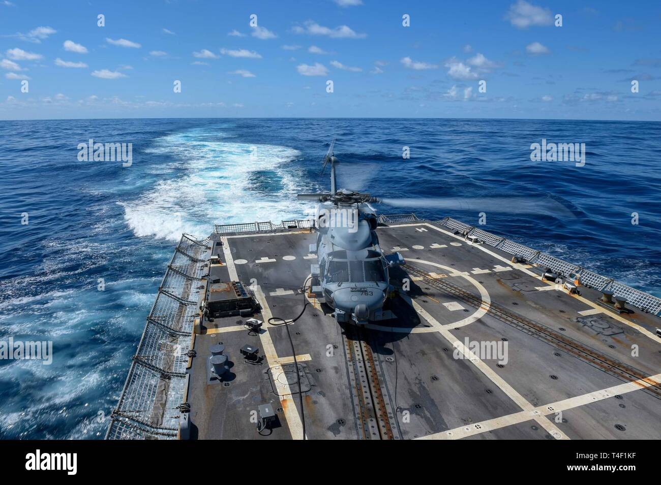 ATLANTIC OCEAN (April 8, 2019) An MH-60R Sea Hawk Helicopter assigned ...