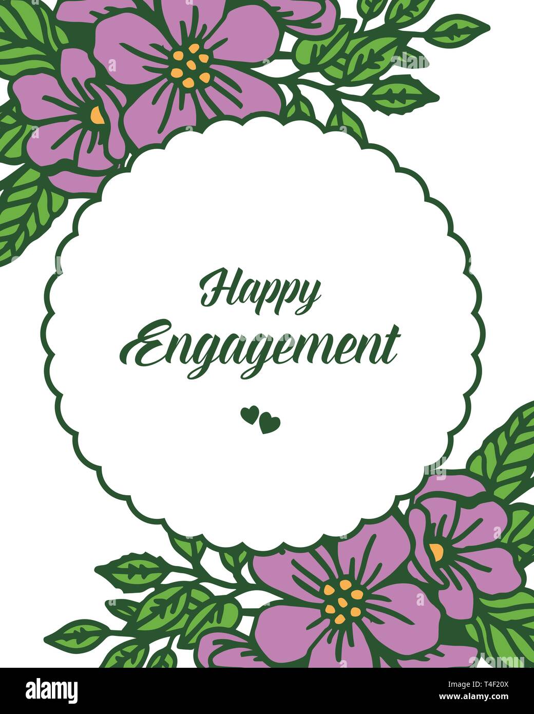 Vector illustration blossom purple flower frame with greeting card of ...