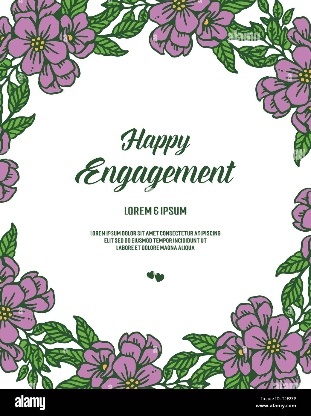 Vector illustration beautiful purple flower frame with various ...