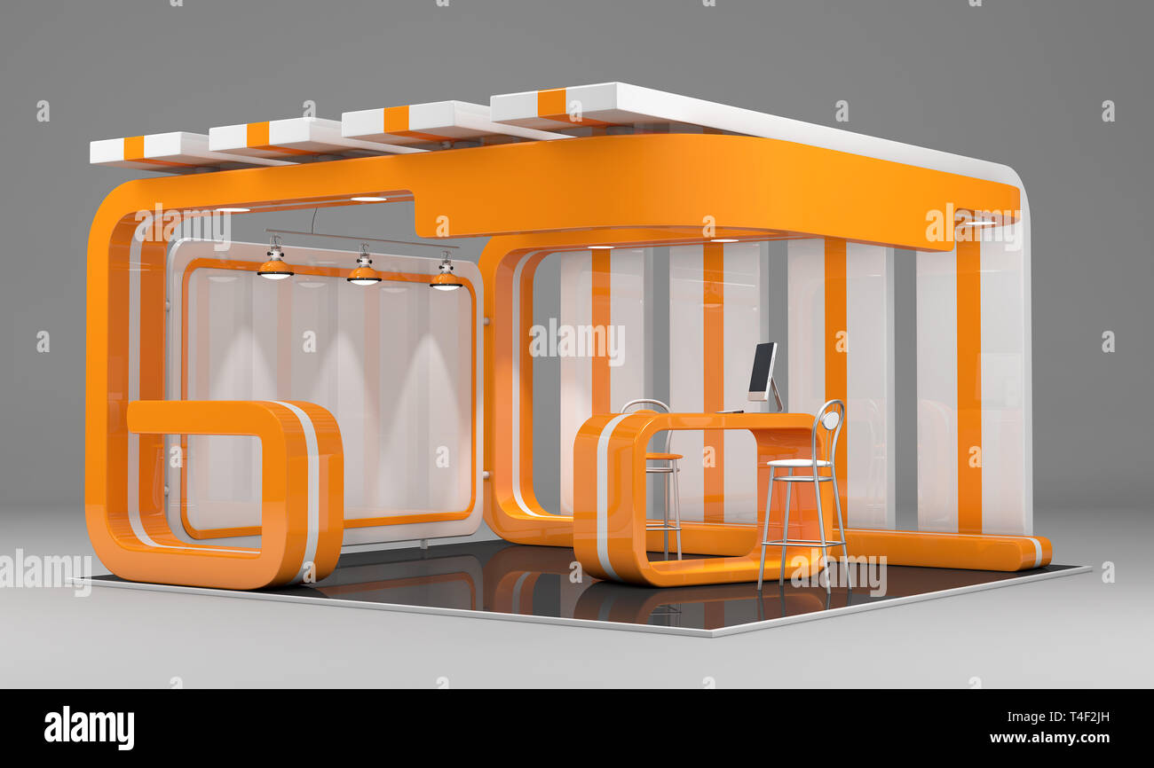 3d Illustrated unique creative exhibition stand display design with ...