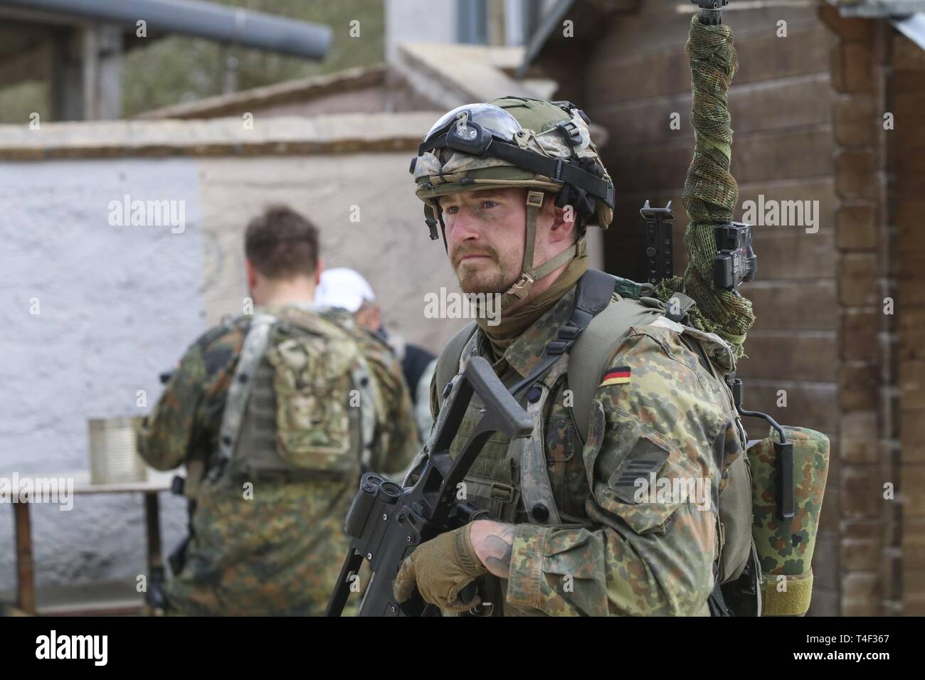 Hohenfels, Germany – A German soldier conducts a security patrol during ...