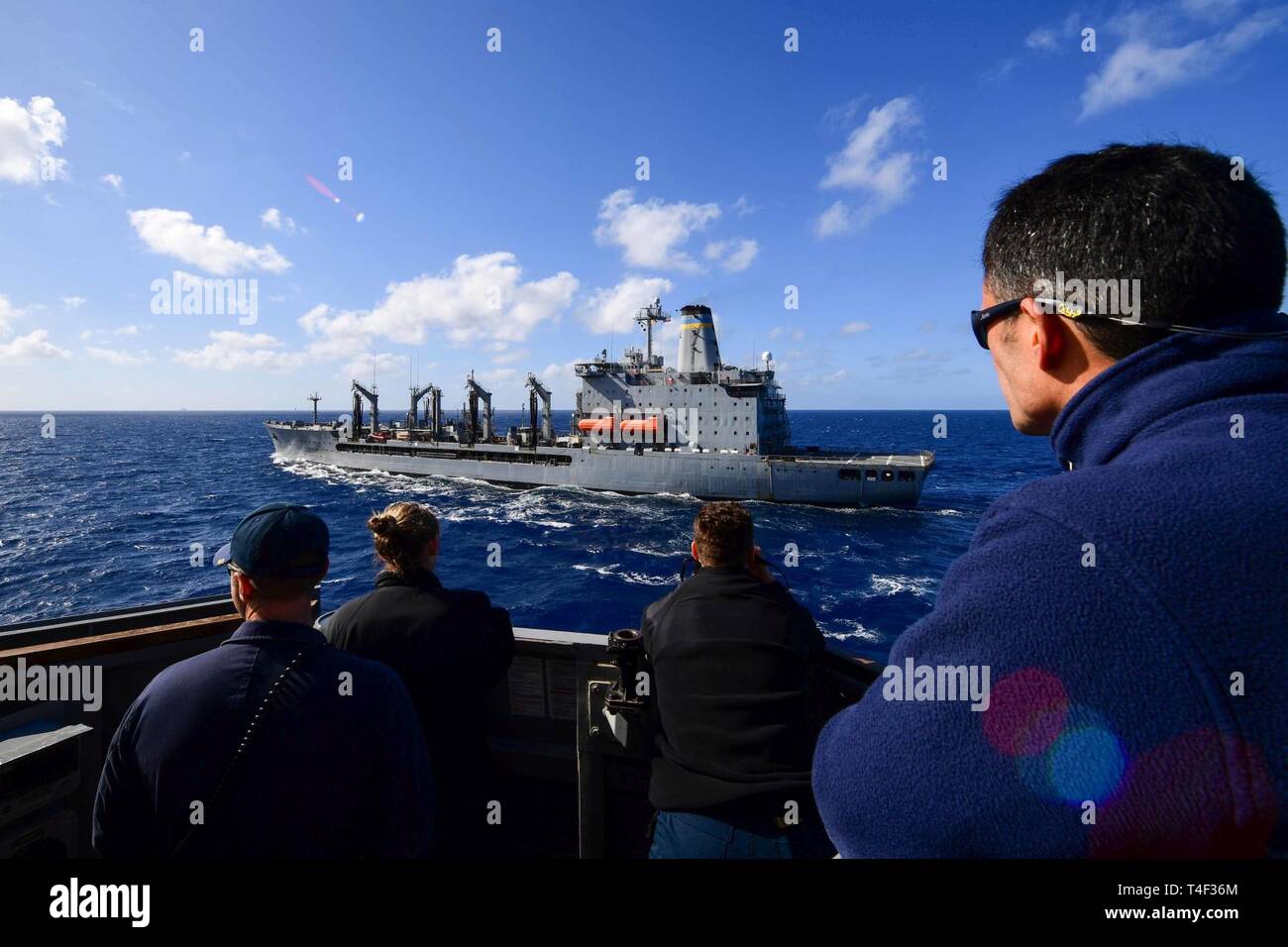SEA (April 9, 2019) - Sailors and Cmdr. David Coles, right, commanding ...