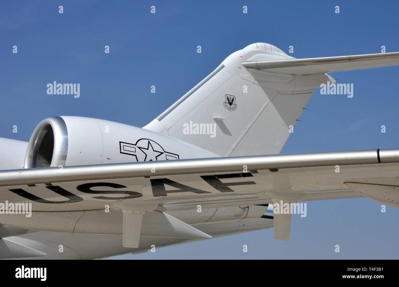An E-11A aircraft outfitted with a Battlefield Airborne Communications ...