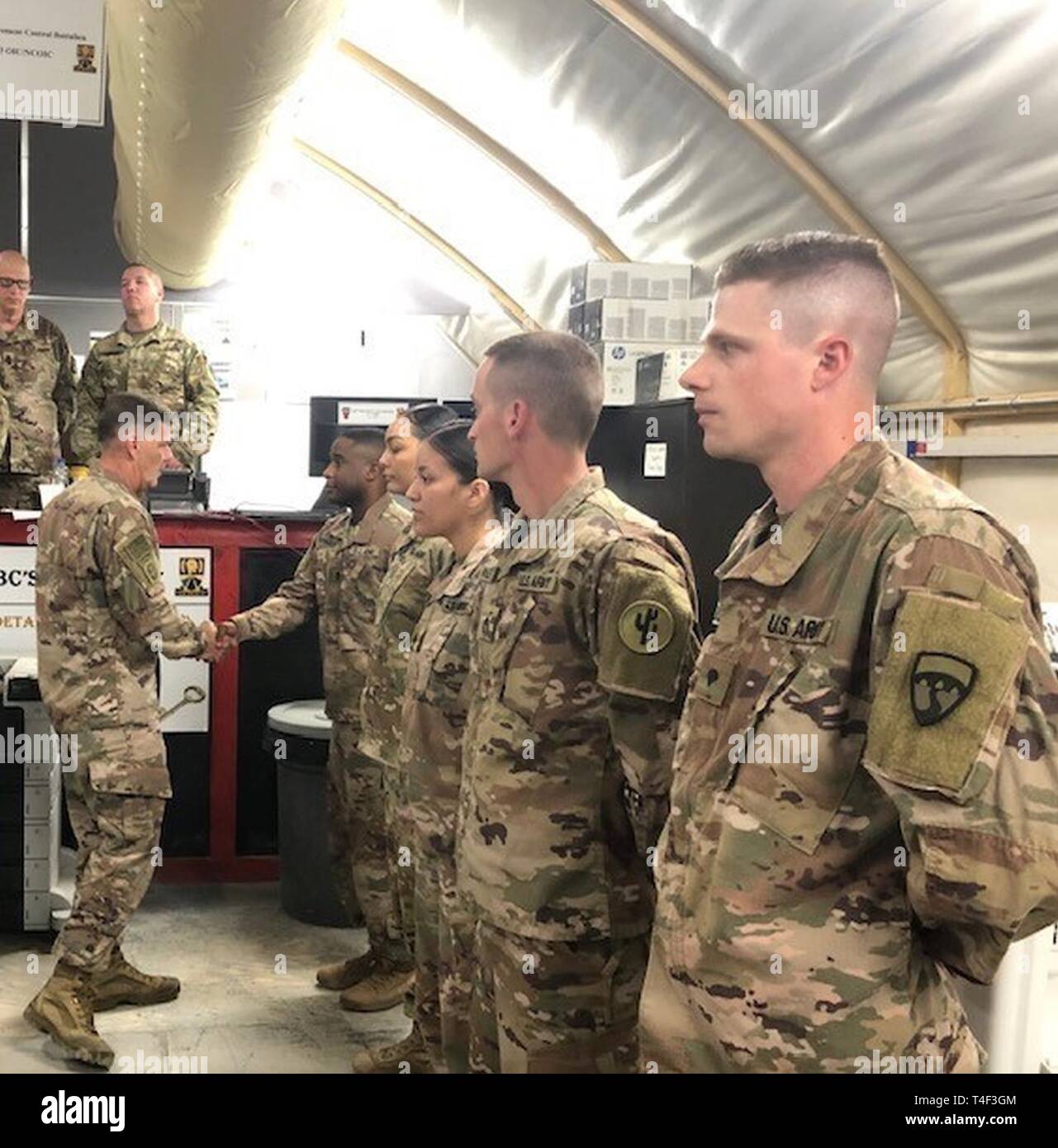 1st Lt. James Donald, 657th Movement Control Team, receives a command ...