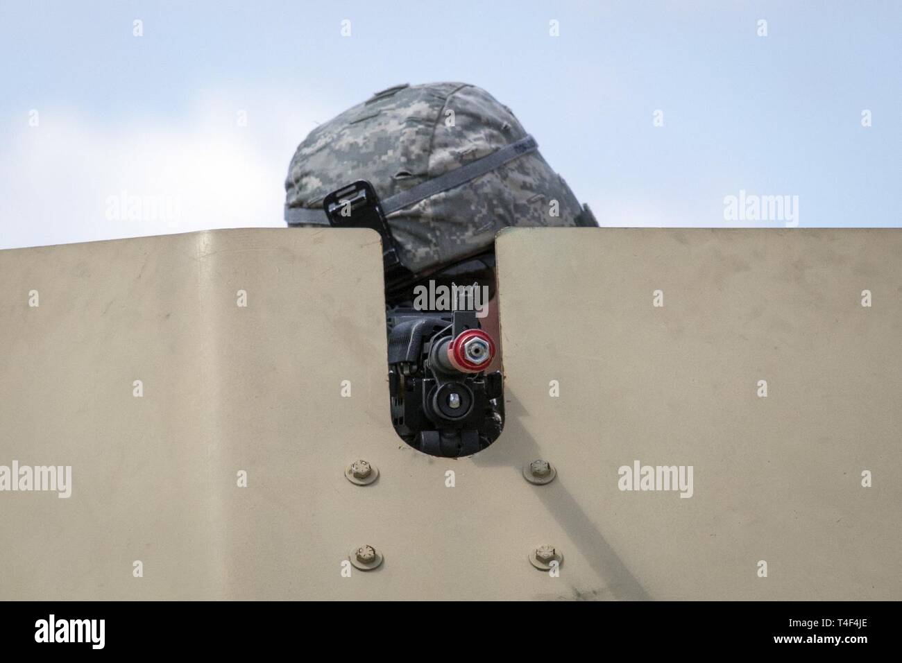 A U.S. Army Soldier with the 253rd Transportation Company, New Jersey ...