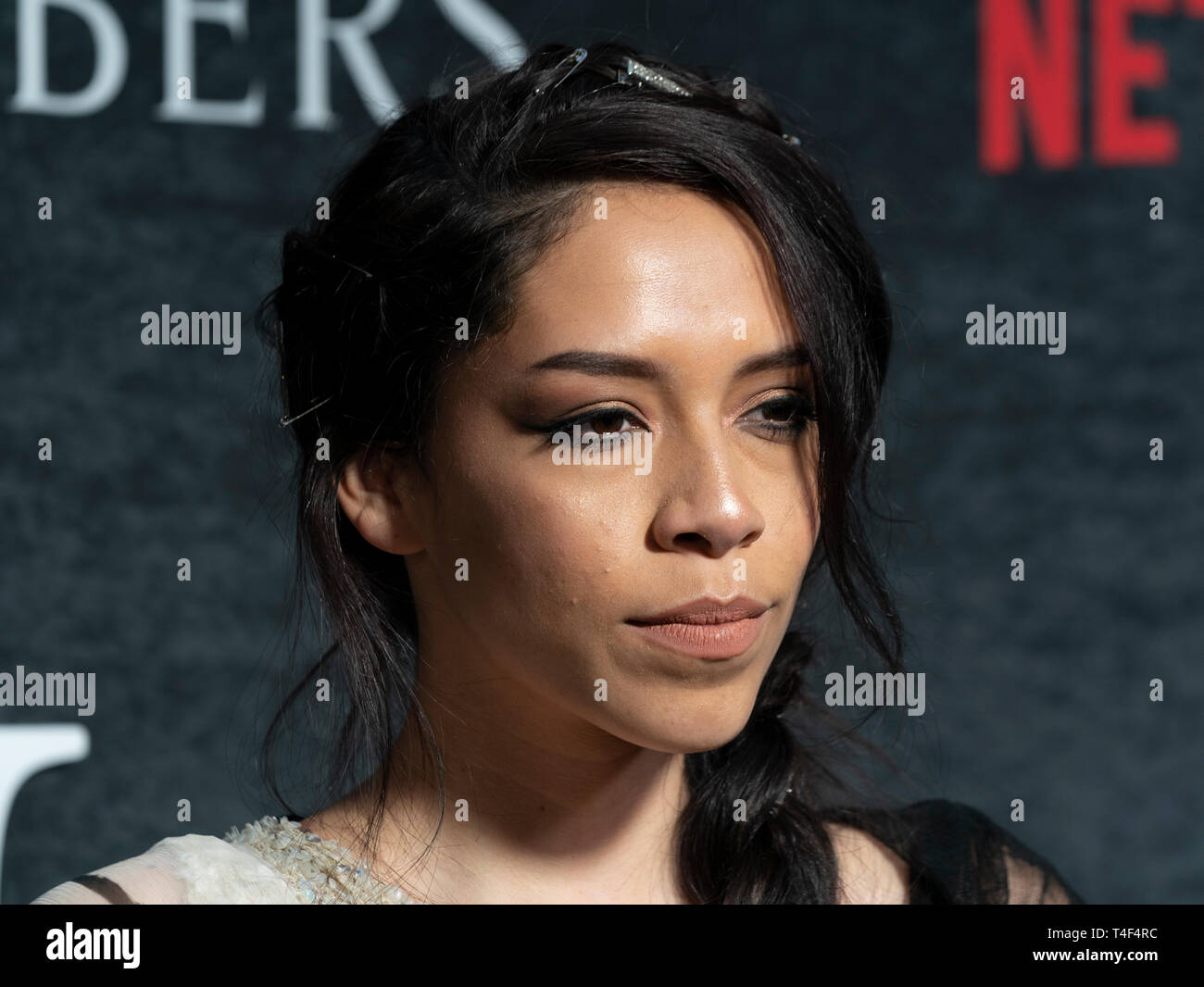 New York, NY - April 15, 2019: Actress Sivan Alyra Rose wearing dress ...