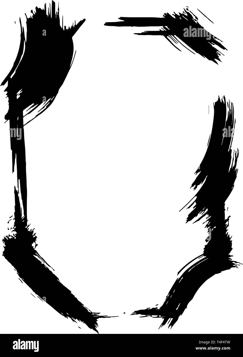 Vector Dry brush frames. Hand drawn artistic frames. Black and white ...