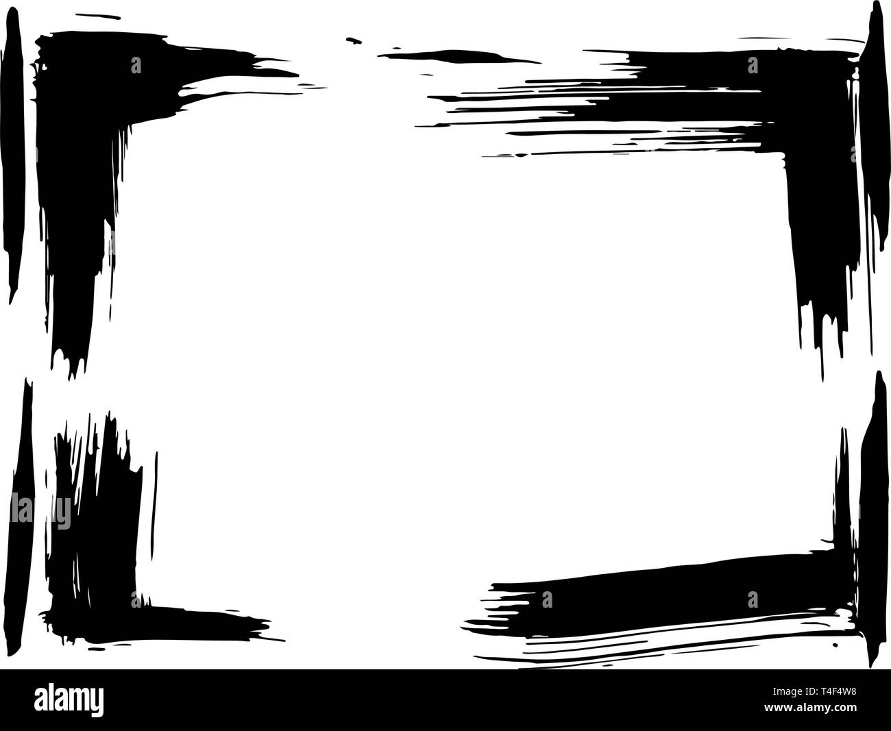 Vector Dry brush frames. Hand drawn artistic frames. Black and white ...