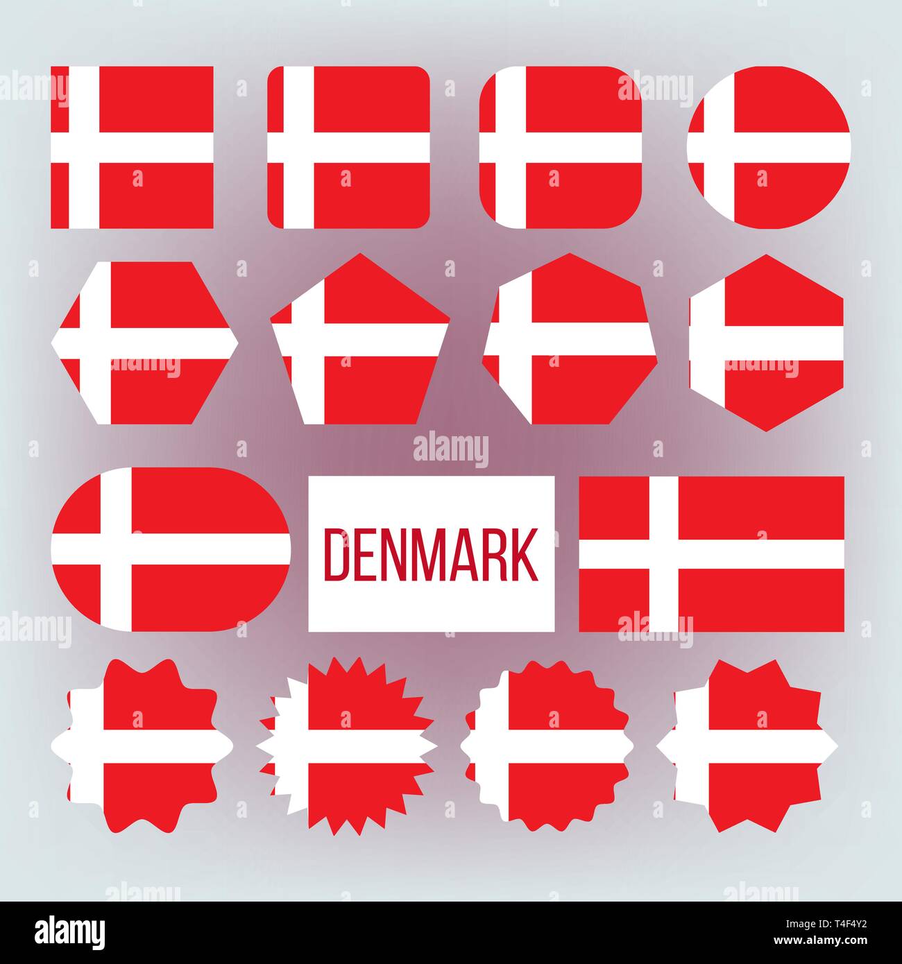 Danish National Colors, Insignia Vector Icons Set Stock Vector Image ...