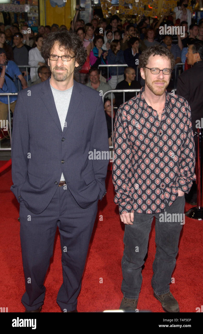 LOS ANGELES, CA. March 12, 2004: Writer/directors JOEL (with jacket ...