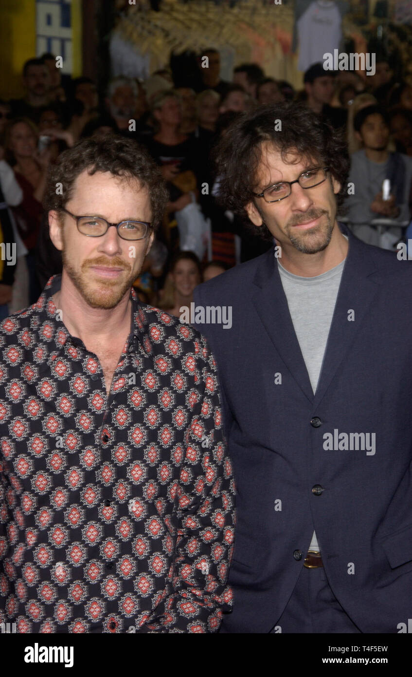 LOS ANGELES, CA. March 12, 2004: Writer/directors JOEL (with jacket ...