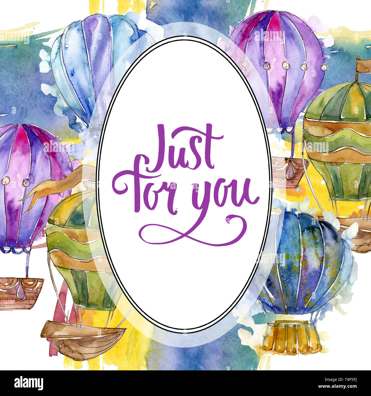 Hot air balloon background fly air transport. Watercolor background ...