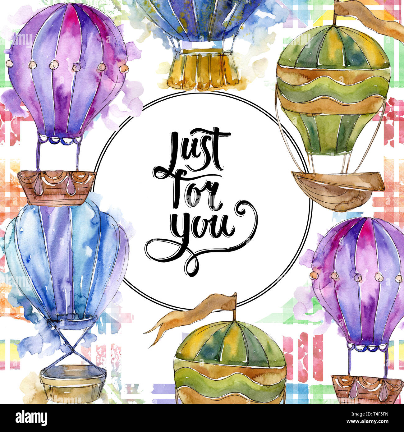 Hot air balloon background fly air transport. Watercolor background ...