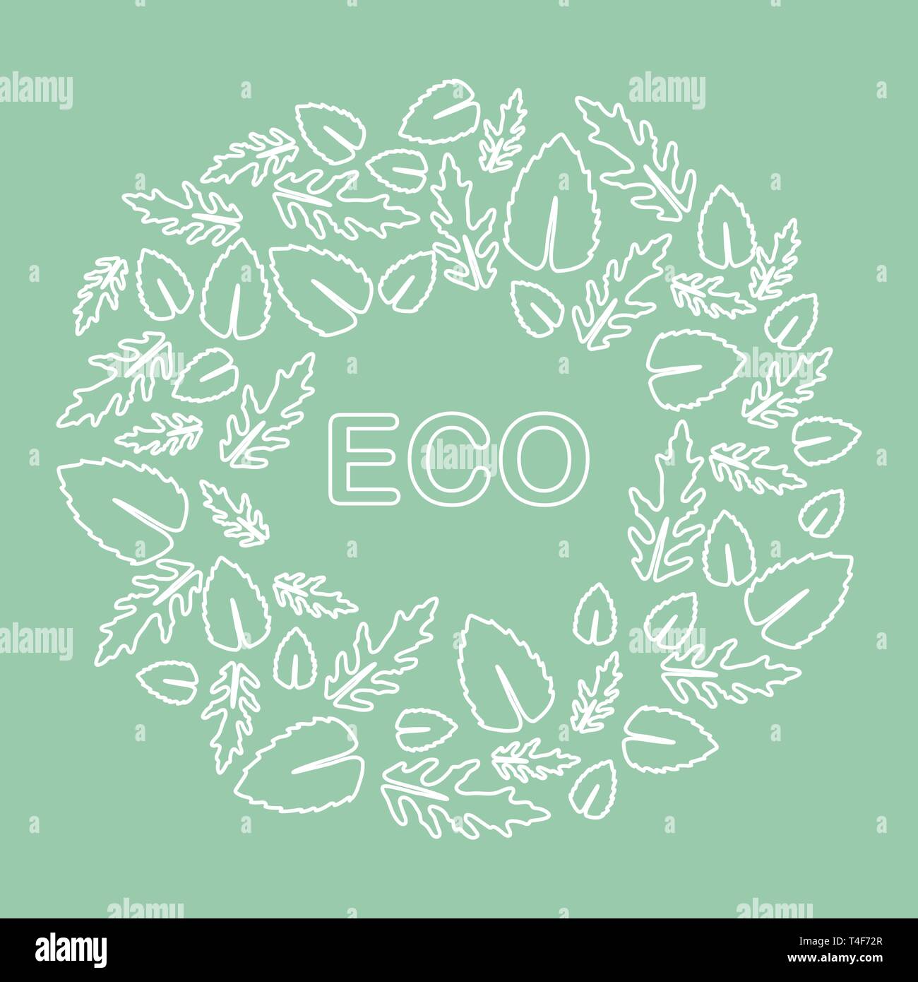 Vector illustration with arugula and basil leaves. Eco design. Vegan ...