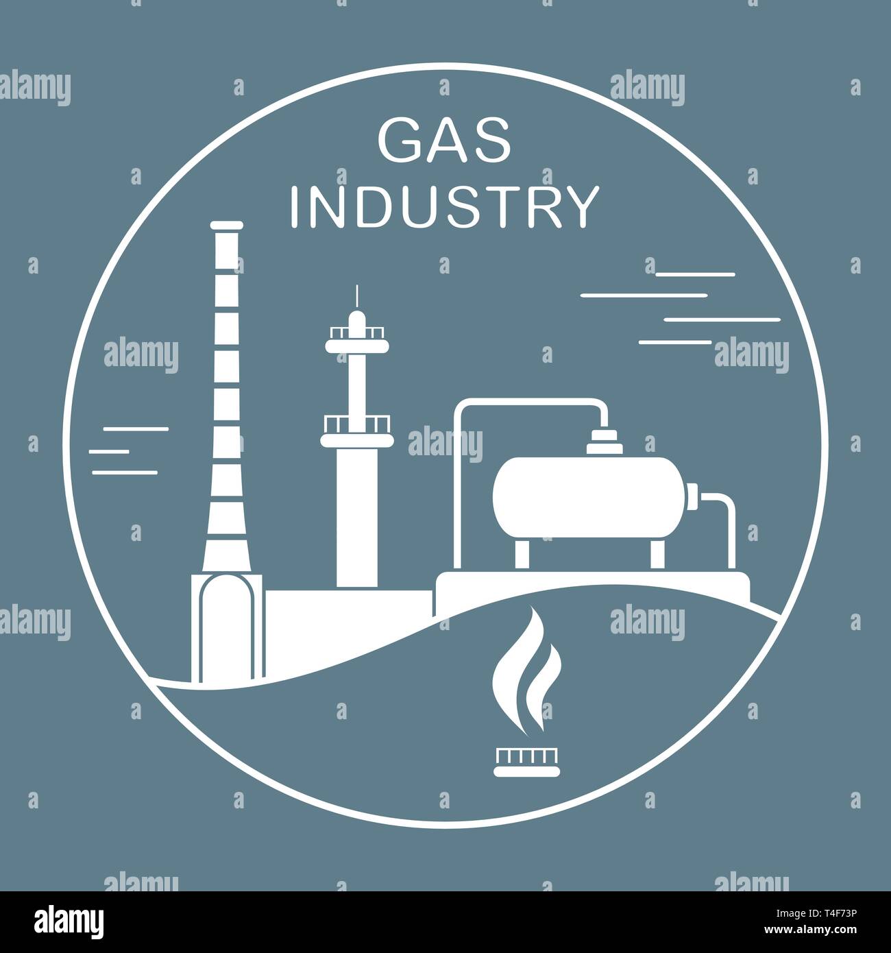 Vector illustration with equipment for gas production. Gas industry ...