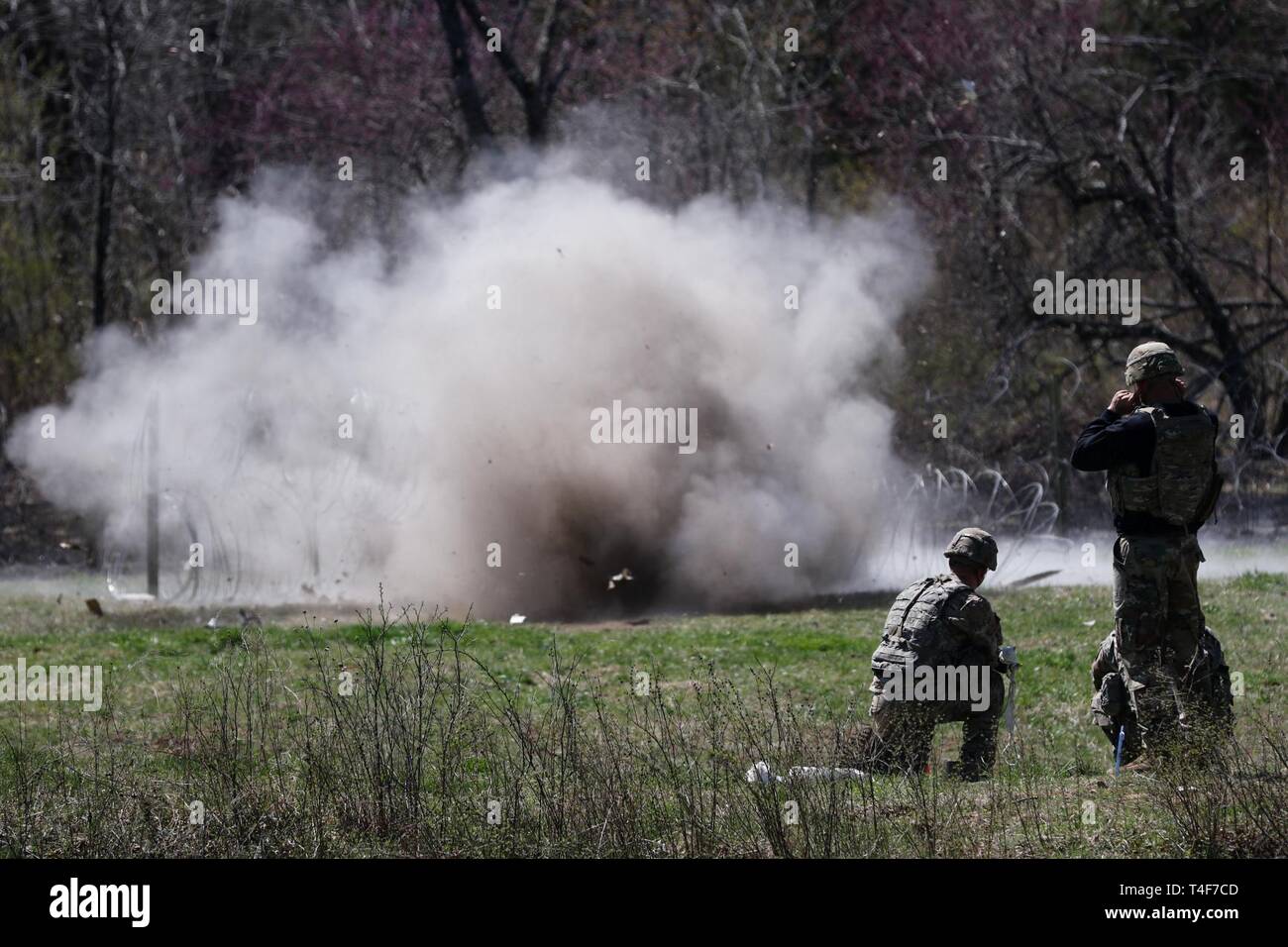 A U.S. Army Sapper team conducts an in-stride demolition during the ...