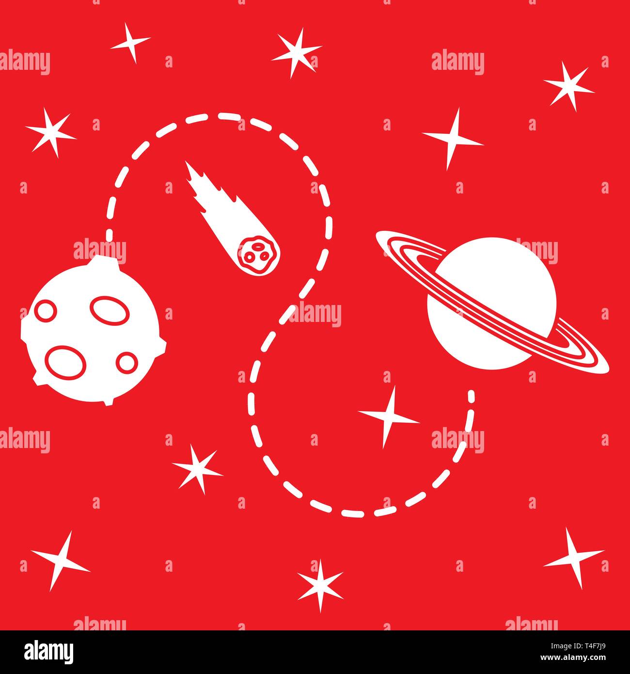 Vector illustration with planets, meteorite, stars. Space exploration ...