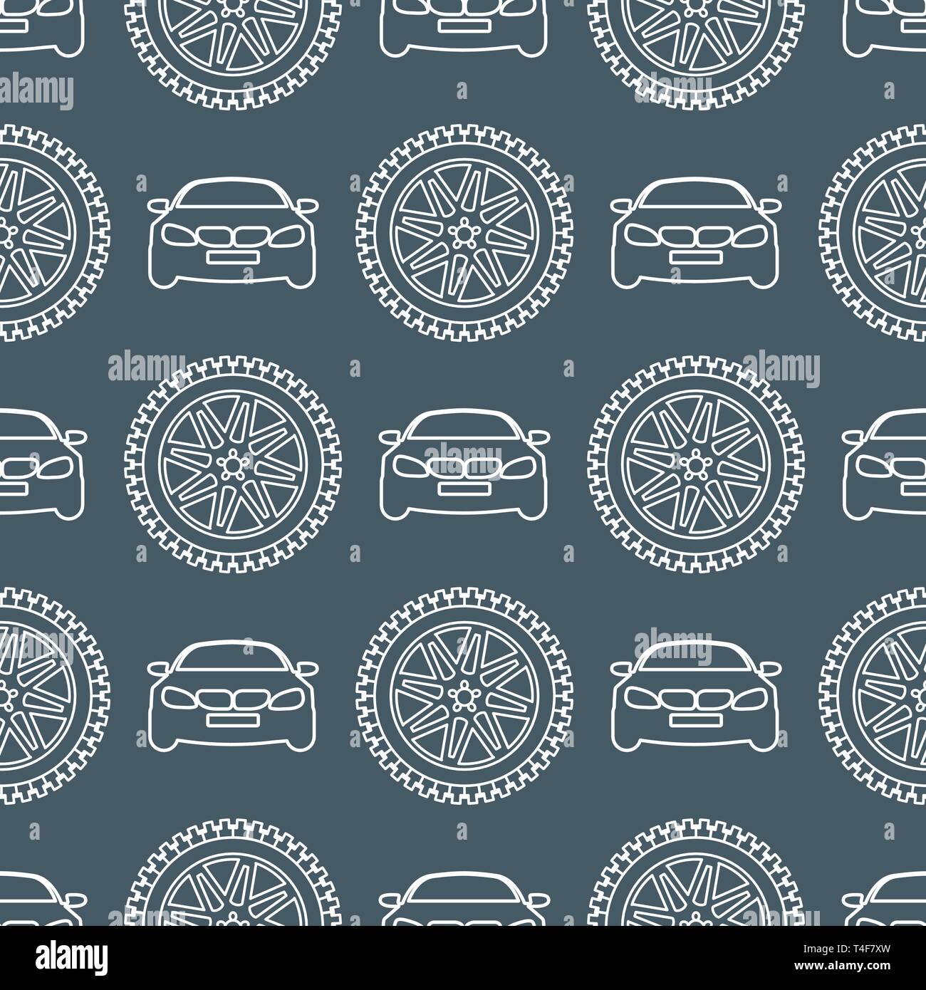Seamless pattern with cars and wheels. Automotive background. Transport ...