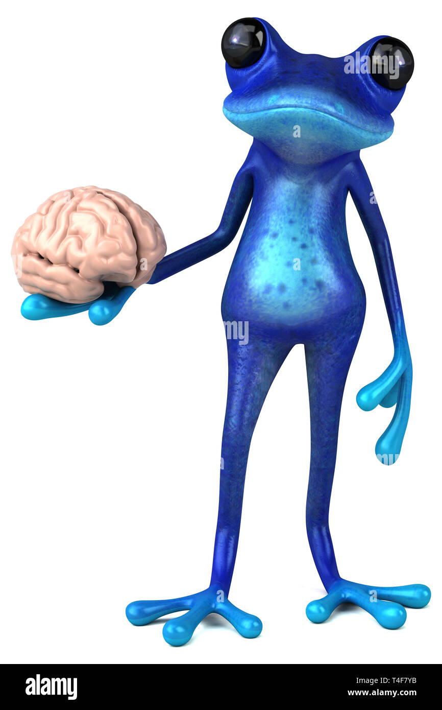 Fun blue frog - 3D Illustration Stock Photo - Alamy