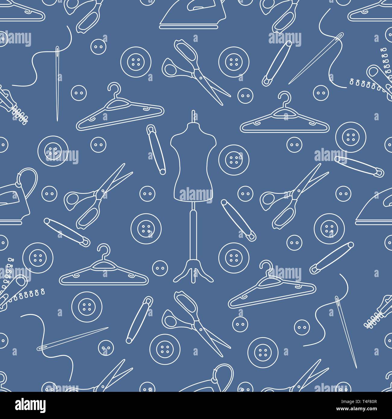 Vector seamless pattern with tools and accessories for sewing. Template ...