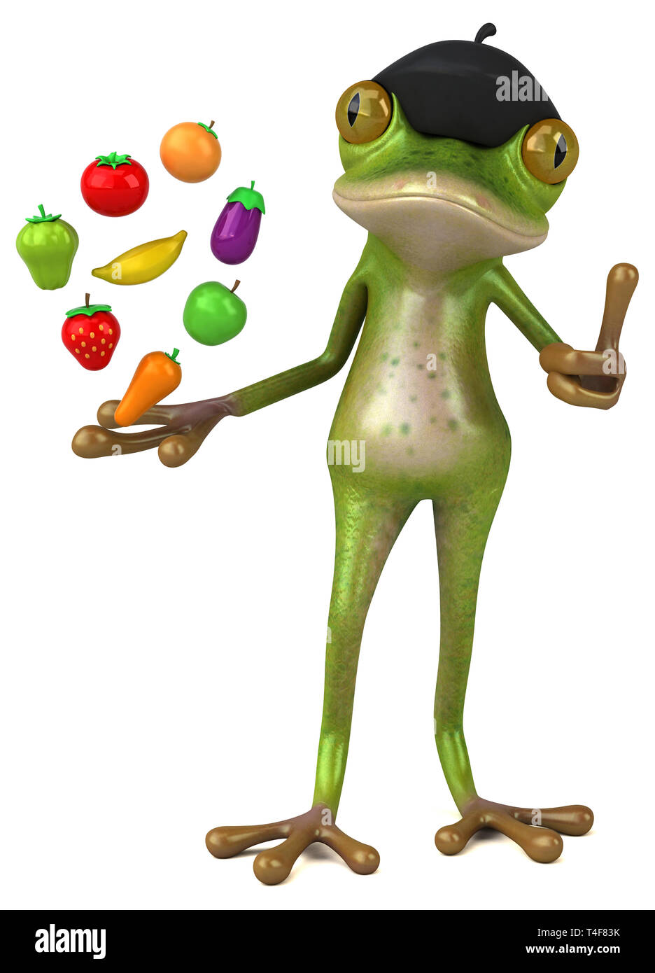 Fun french frog - 3D Illustration Stock Photo - Alamy