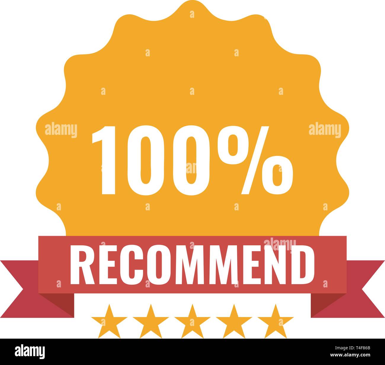 Recommended Stamp, Sticker, Seal. Round banner with ribbon recommended ...