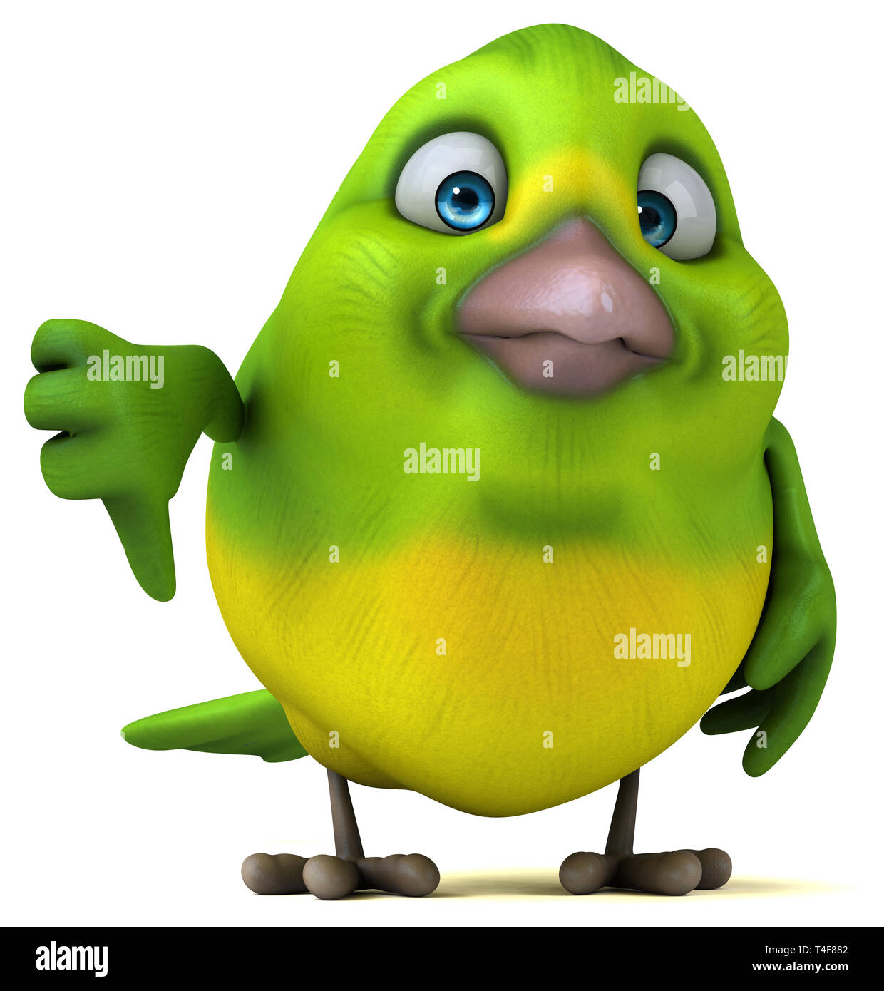 Fun green bird - 3D Illustration Stock Photo - Alamy